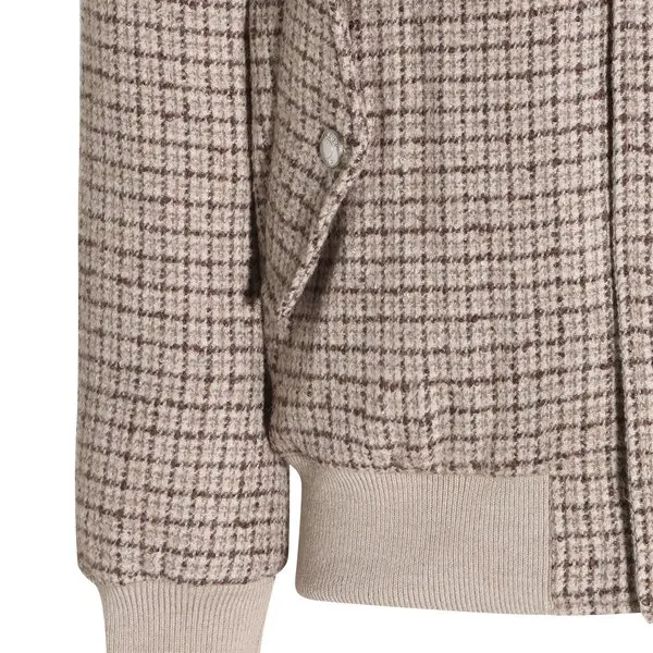 Eleventy Checked Shearling-collar Jacket