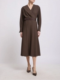 Brunello Cucinelli Belted V-neck Dress