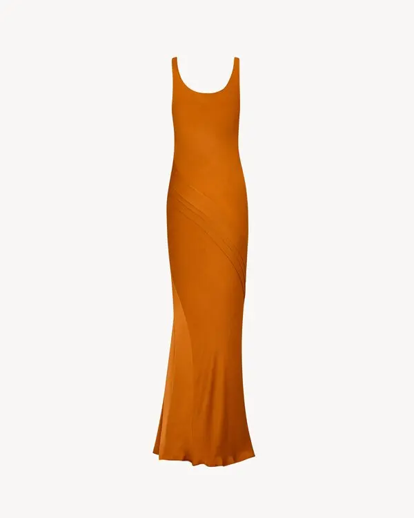 Saint Laurent Draped Silk Satin Tank Dress