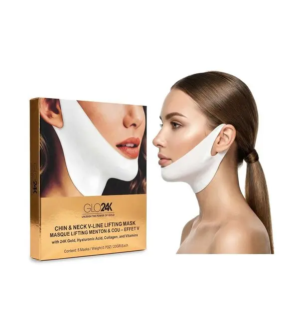 GLO24K Chin And Neck V-line Lifting Mask Pack Of 5 - White