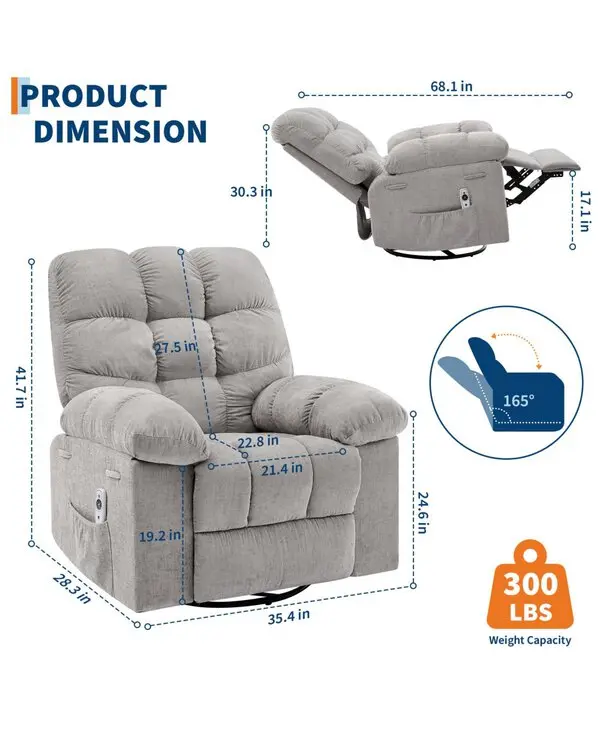 GAOMON 360degree Swivel Recliner Sofa