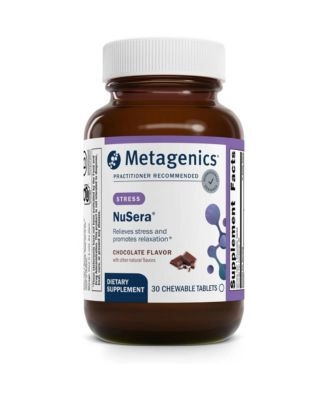 METAGENICS Nusera Chocolate Flavored Chewable Stress Calm Support With Lactium Supports Relaxation Sleep Quality 30 Chewable Tablets - No Color