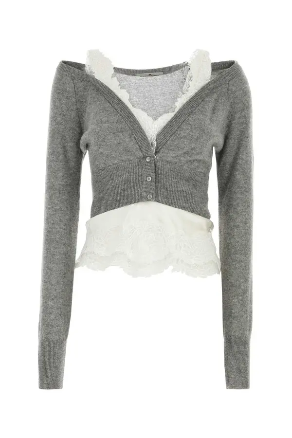 ERMANO SCERVINO Ermanno Scervino Two-tone Cashmere And Stretch Silk Top