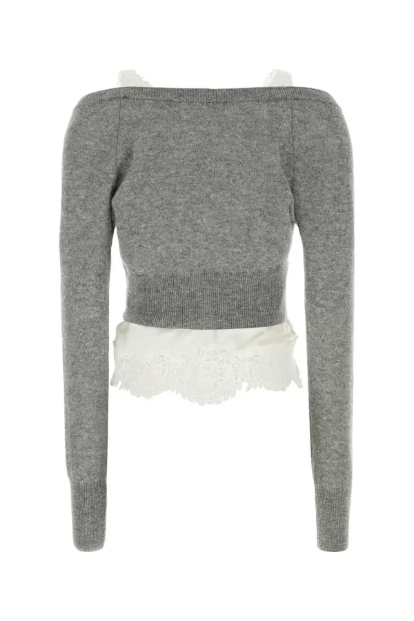 ERMANO SCERVINO Ermanno Scervino Two-tone Cashmere And Stretch Silk Top