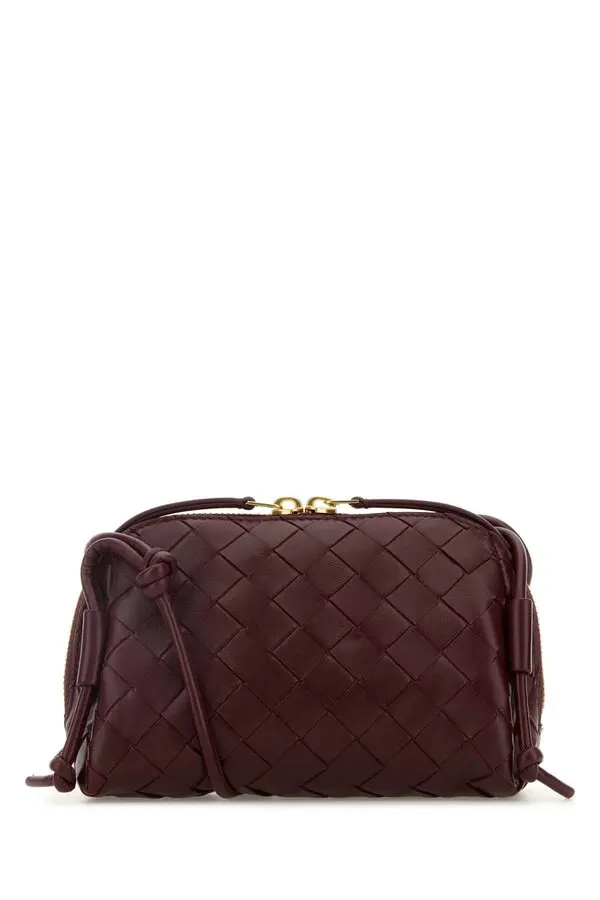 Bottega Veneta Burgundy Leather Concert Crossbody Bag - Red