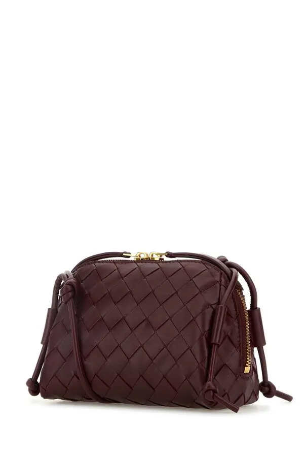 Bottega Veneta Burgundy Leather Concert Crossbody Bag - Red