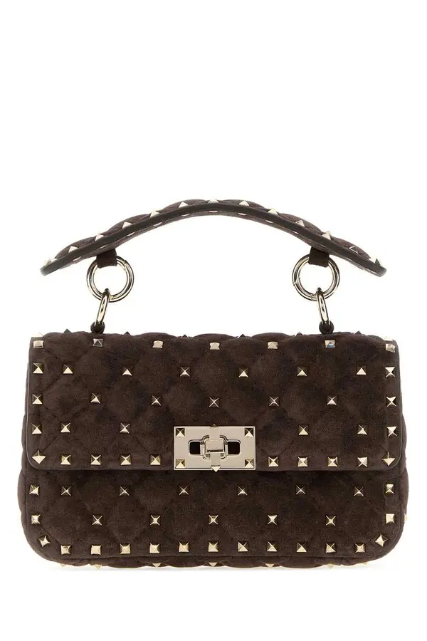 Valentino Garavani Suede Rockstud Handbag - Brown