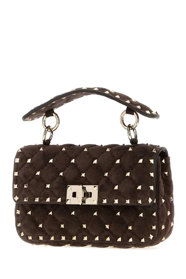 Valentino Garavani Suede Rockstud Handbag - Brown