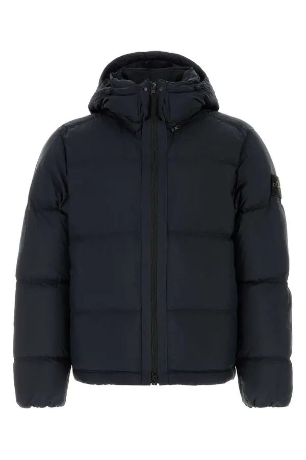 Stone Island Navy Nylon Down Jacket - Blue