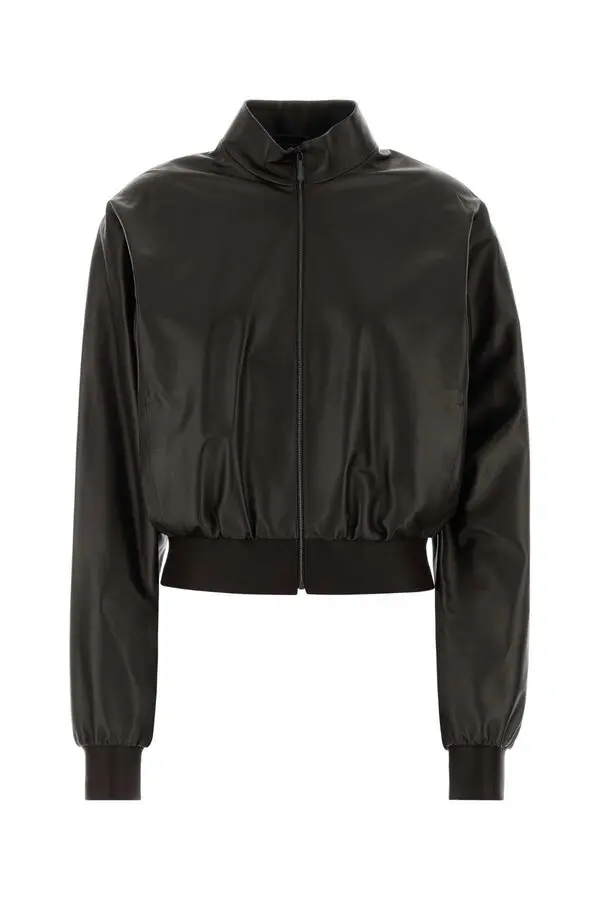 Gucci Dark Nappa Leather Bomber Jacket