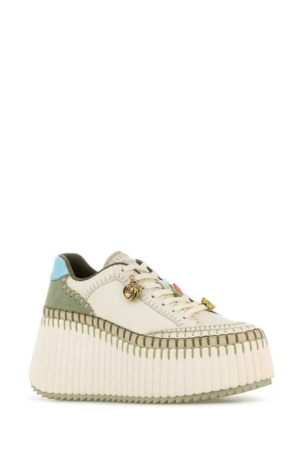 Chloé Ivory Leather Nama Sneakers