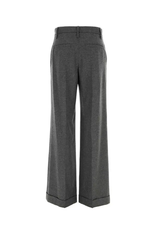 Brunello Cucinelli Dark Grey Wool Blend Palazzo Pant