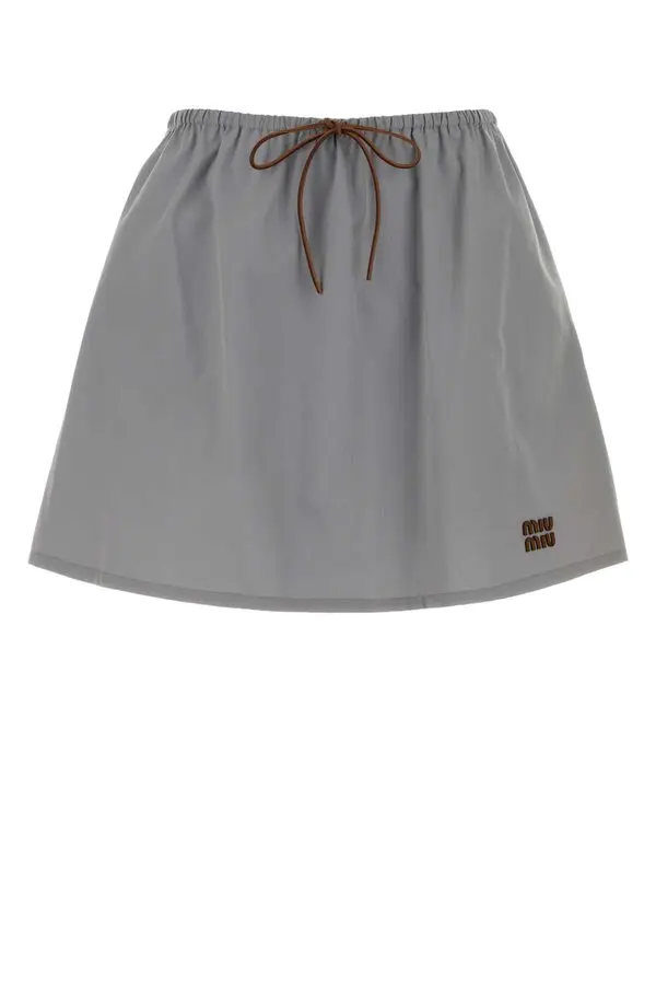 Miu Miu Mini Skirt With Drawstring Waist - Gray