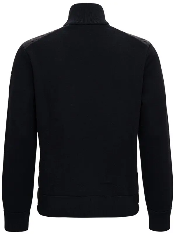 Moncler Tech Fabric And Wool Cardigan