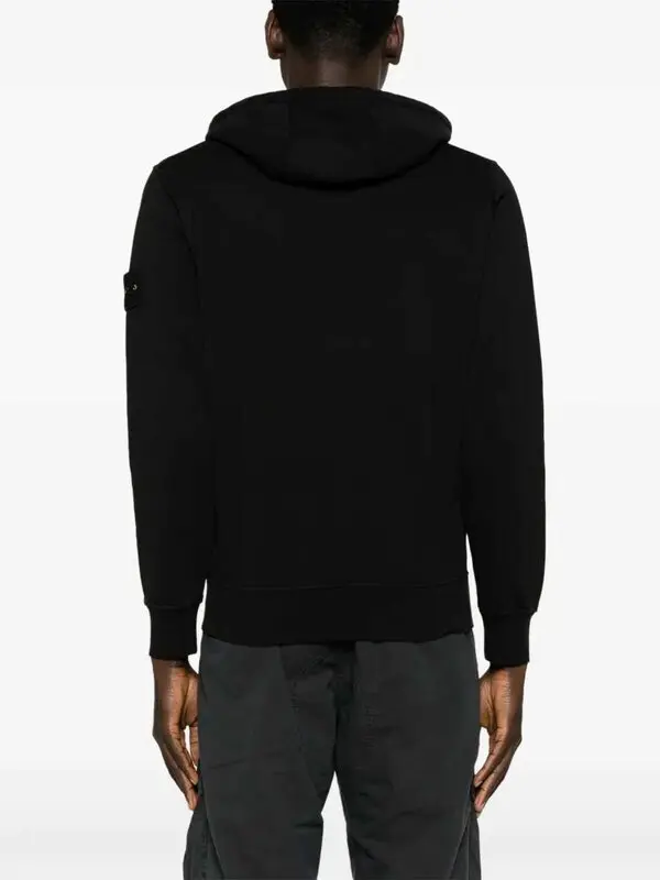 Stone Island Zip-up Hoodie With Brand Logo Patch