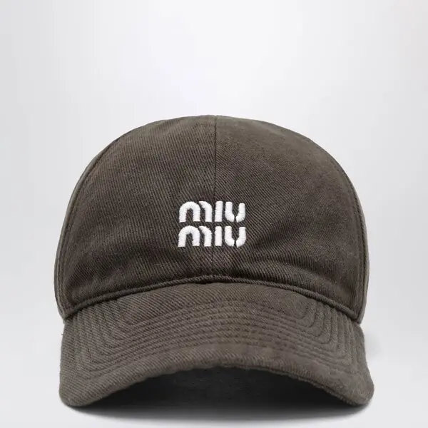 Miu Miu Washed Denim Baseball Cap - Brown