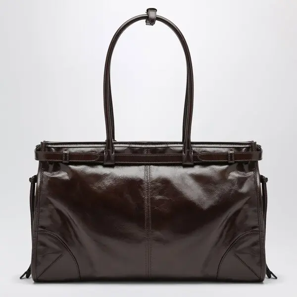 Prada Bonnie Large Leather Handbag In Dark - Brown