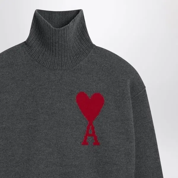 AMI Paris Wool Turtleneck Sweater With De Coeur Logo