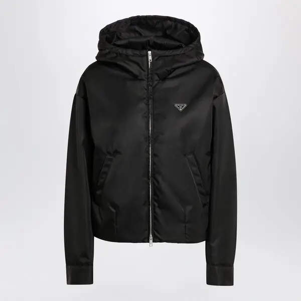 Prada Re-nylon Hooded Zip Jacket - Black