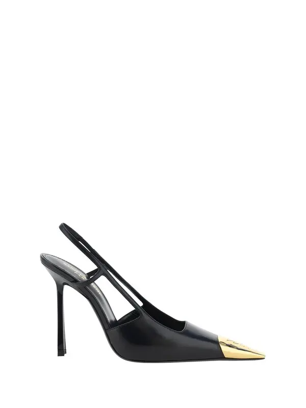 Saint Laurent Jeanne Leather Slingback Pumps - Black