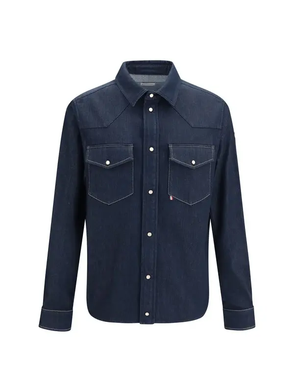 Moncler Denim Jacket With Logo Patch