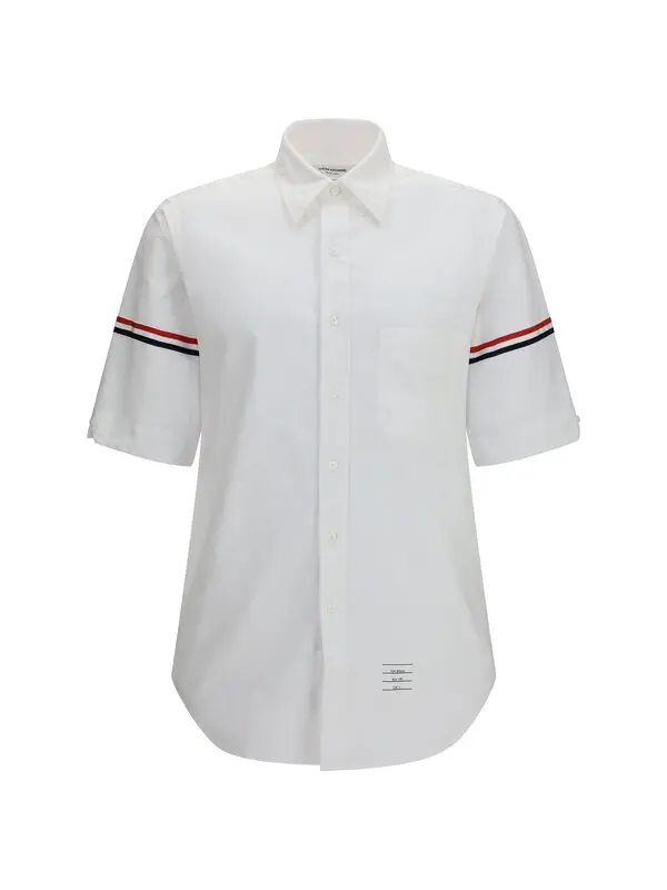 Thom Browne Short-sleeve Shirt With Contrast Stripes - White