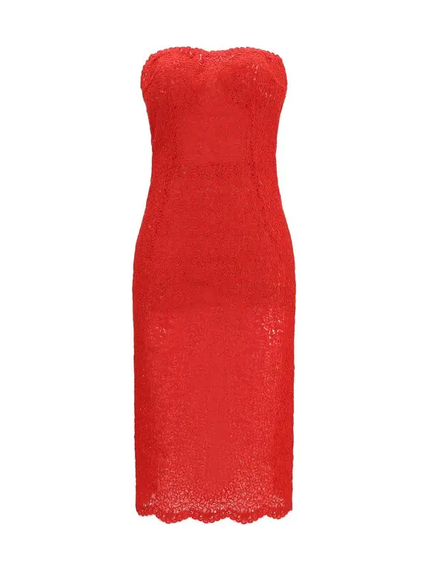 ERMANO SCERVINO Ermanno Scervino Strapless Lace Midi Dress