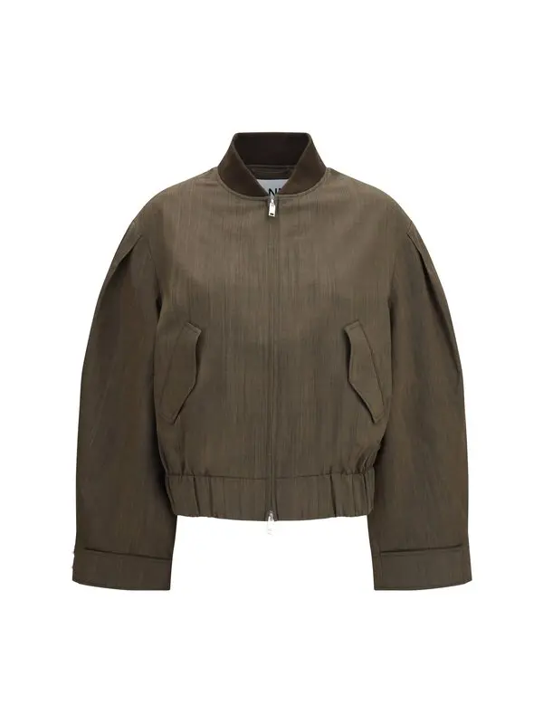 GANNI Lightweight Wool Bomber Jacket