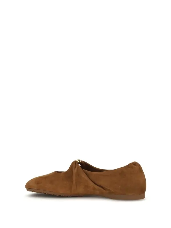 Loewe Pebble Soft Ballerinas In Suede Goatskin - Brown