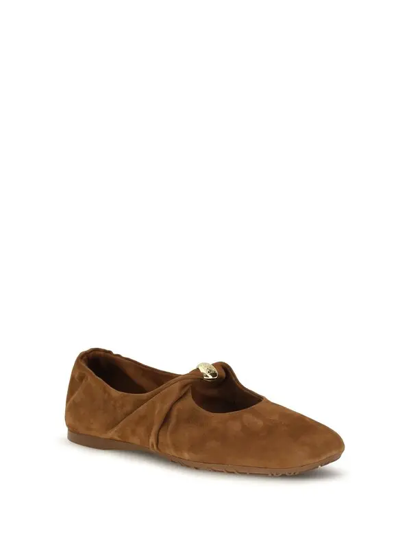 Loewe Pebble Soft Ballerinas In Suede Goatskin - Brown