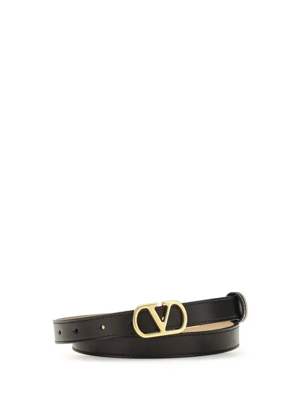Valentino Garavani Smooth Leather Reversible Belt With Vlogo Signature Buckle - Black