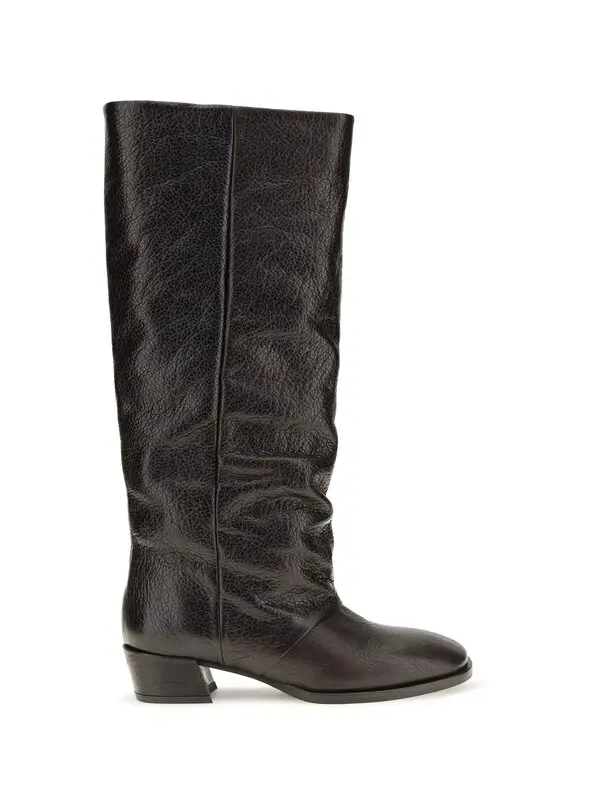 P.a.r.o.s.h High Leather Boots With Block Heel - Brown