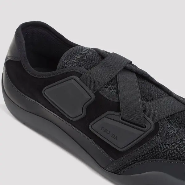 Prada Speedrock Sneakers With Crossover Straps - Black