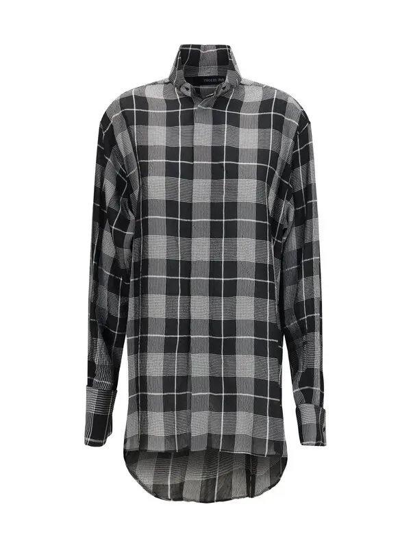 Phoebe Philo Custom Tux Shirt In Ombré Check Viscose