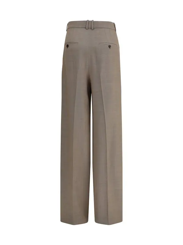 Saint Laurent Wide Leg Wool Pleated Pants