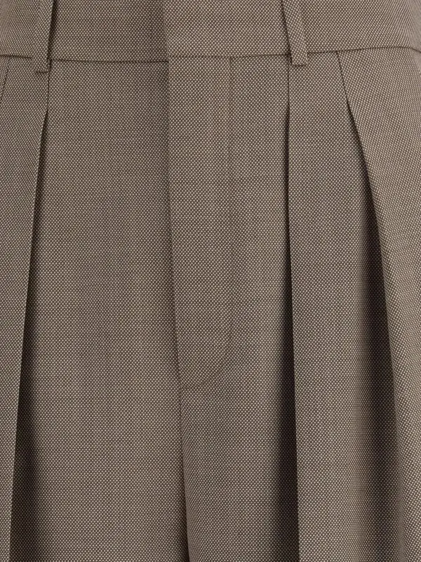 Saint Laurent Wide Leg Wool Pleated Pants
