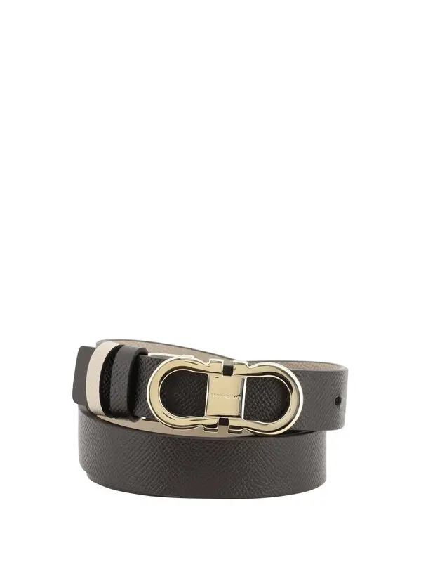 FERRAGAMO Gancini Buckle Leather Belt - Black