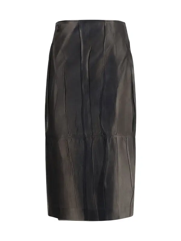 ERMANO SCERVINO Ermanno Scervino Midi Leather Skirt With Crinkled Details