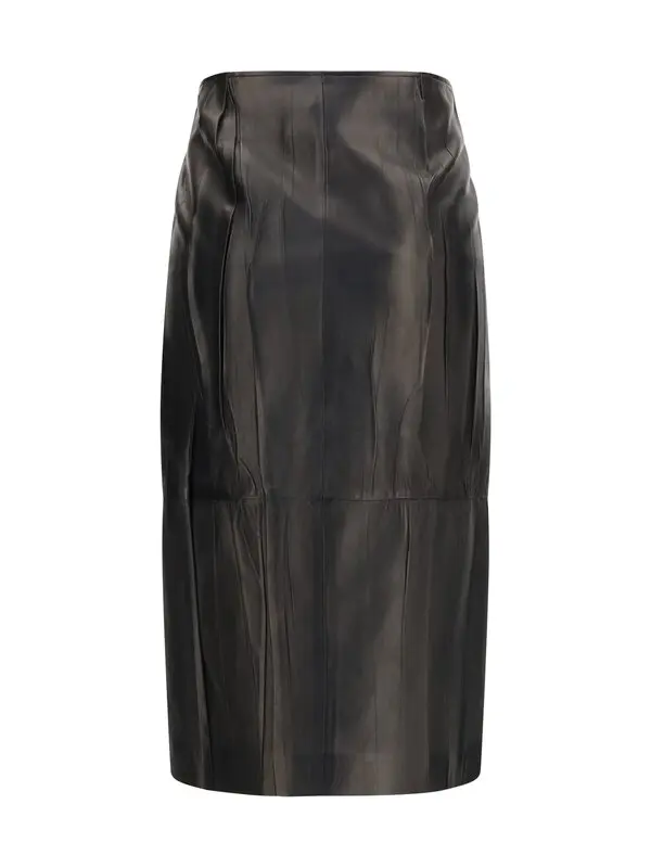 ERMANO SCERVINO Ermanno Scervino Midi Leather Skirt With Crinkled Details