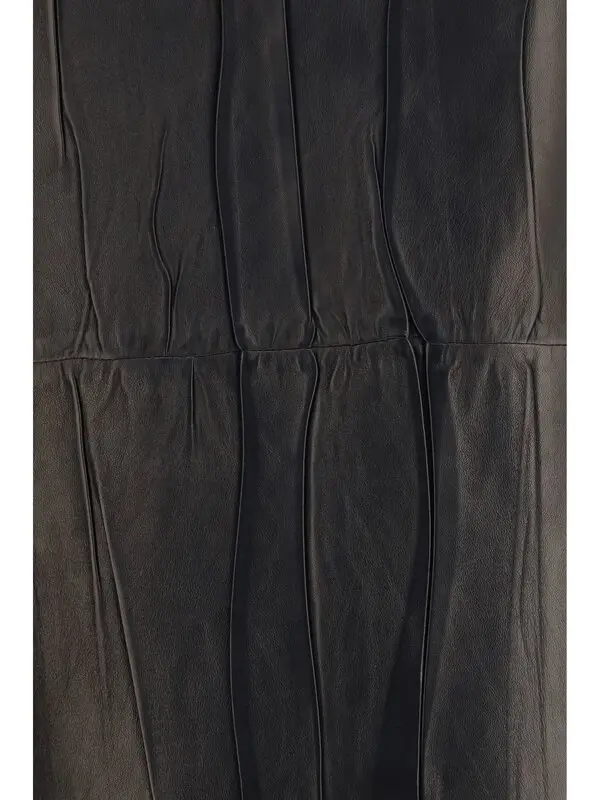 ERMANO SCERVINO Ermanno Scervino Midi Leather Skirt With Crinkled Details