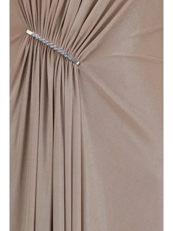 NISSA Long Chiffon Dress With Crystal Embellishment