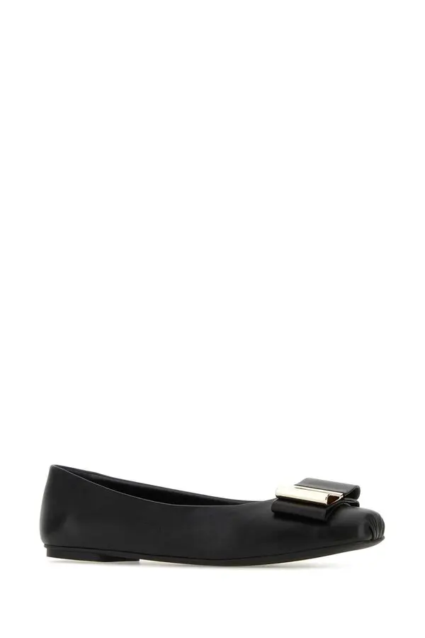 FERRAGAMO Nappa Leather Lina Ballerinas - Black