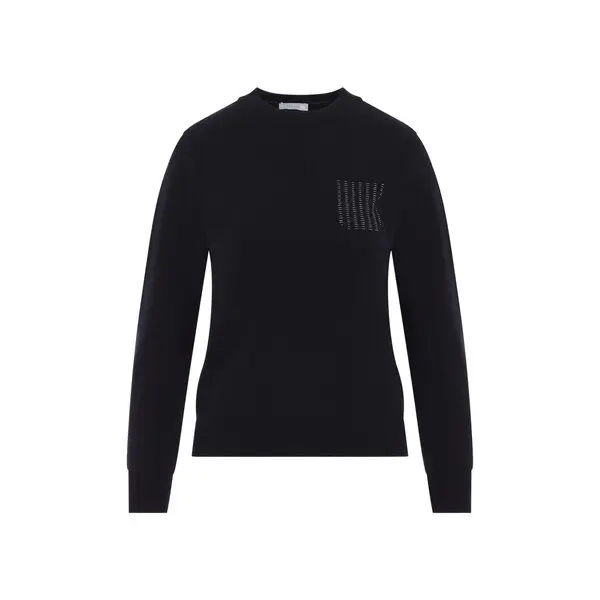 Peserico Fine-knit Crew Neck Sweater With Chest Pocket - Blue