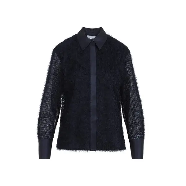 Peserico Fil Coupé Textured Shirt With Satin Details - Blue