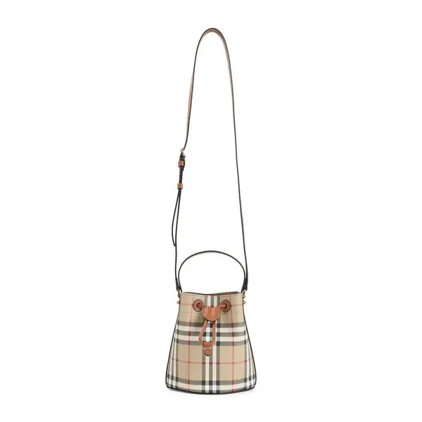 Burberry Check Drawstring Bucket Bag - Brown