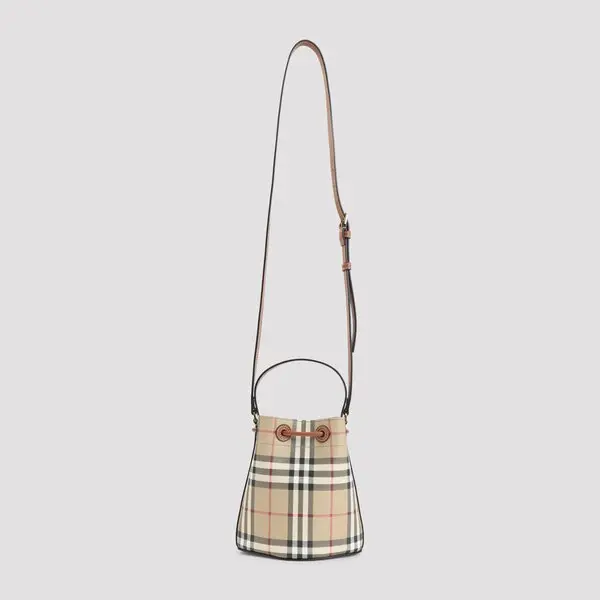 Burberry Check Drawstring Bucket Bag - Brown