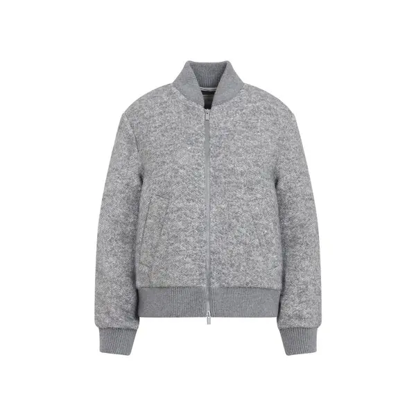 Peserico Bouclé Bomber Jacket With Sequin Detailing - Gray