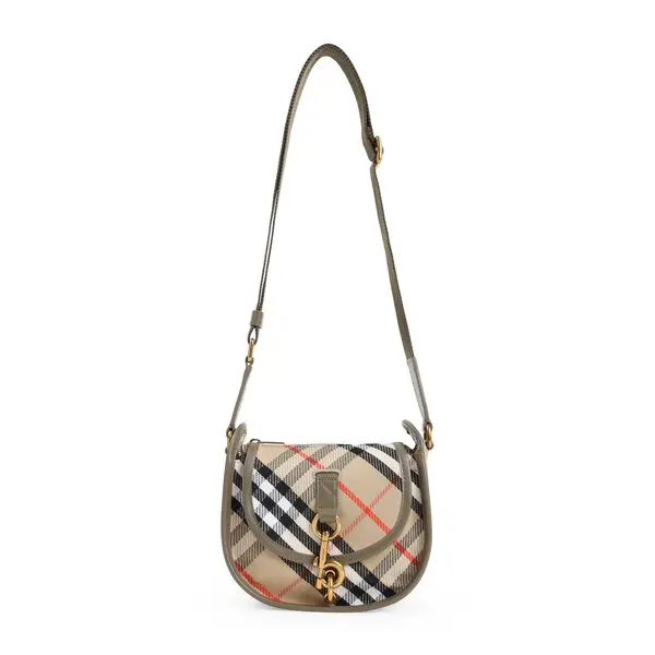 Burberry Clip Messenger Bag In Check Canvas And Leather - Multicolor