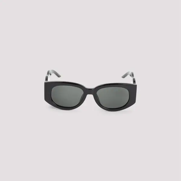 Casablanca Metal Oval Wave Acetate Sunglasses - Black