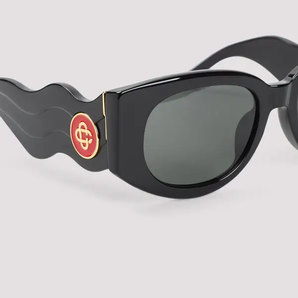 Casablanca Metal Oval Wave Acetate Sunglasses - Black